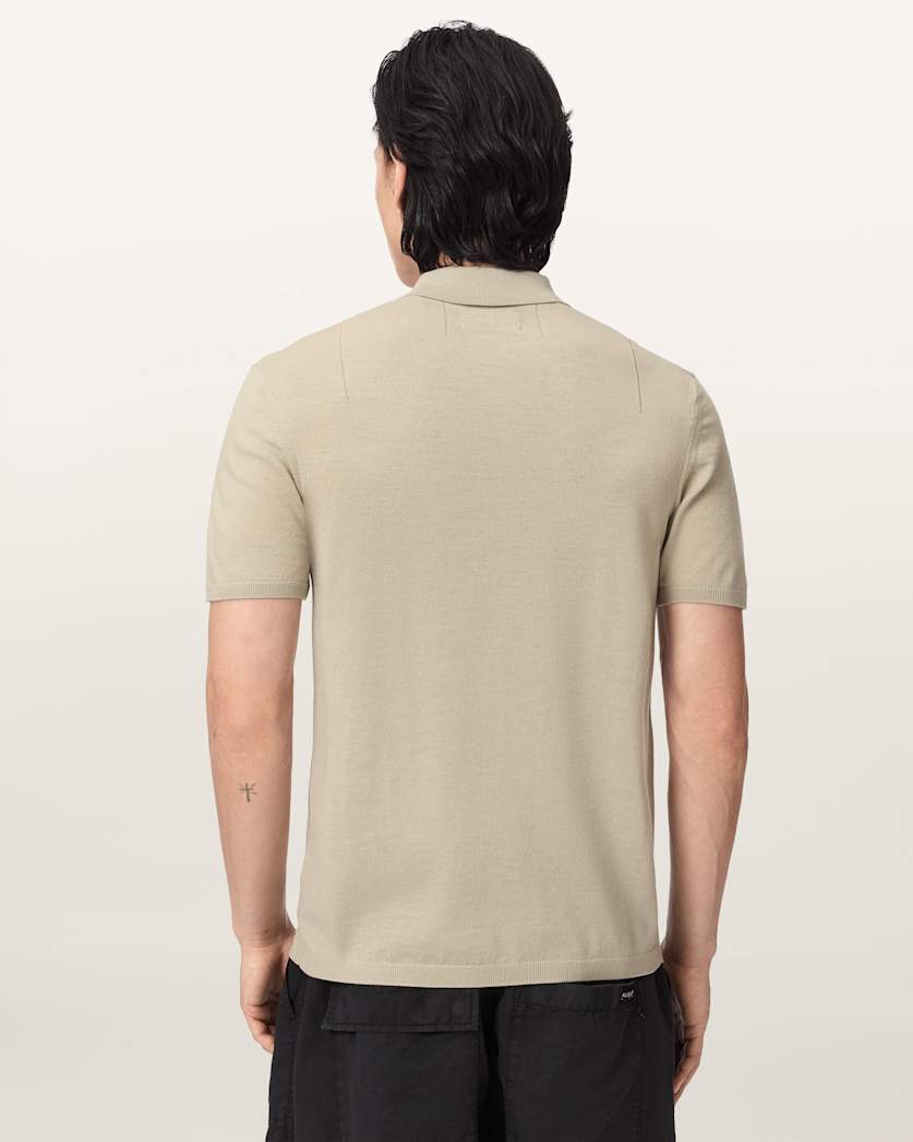 Mode Merino Short Sleeve Ramskull Polo Shirt POWDERED GREEN | ALLSAINTS